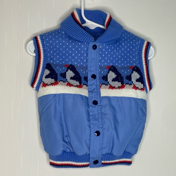 Vintage | Jackets & Coats | Vintage Toddler Puffer Vest Nylon And Knit ...